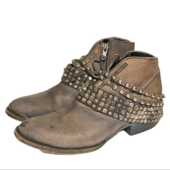 Freebird by Steven | Shoes | Freebird By Steven Size 8 Brown Leather Studded Strap Mz Low Ankle ...
